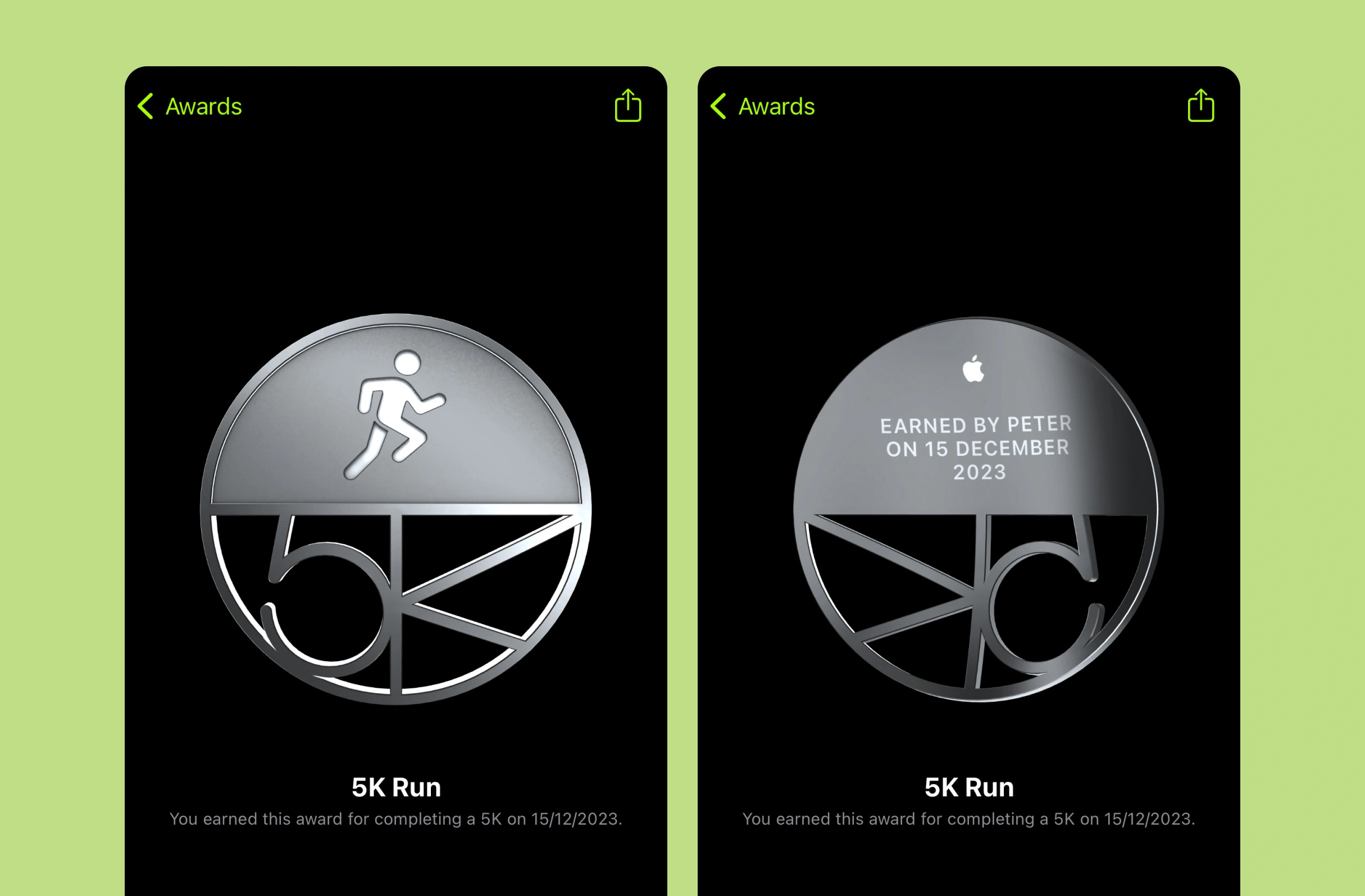 Bitesized UX example: 3D fitness badges