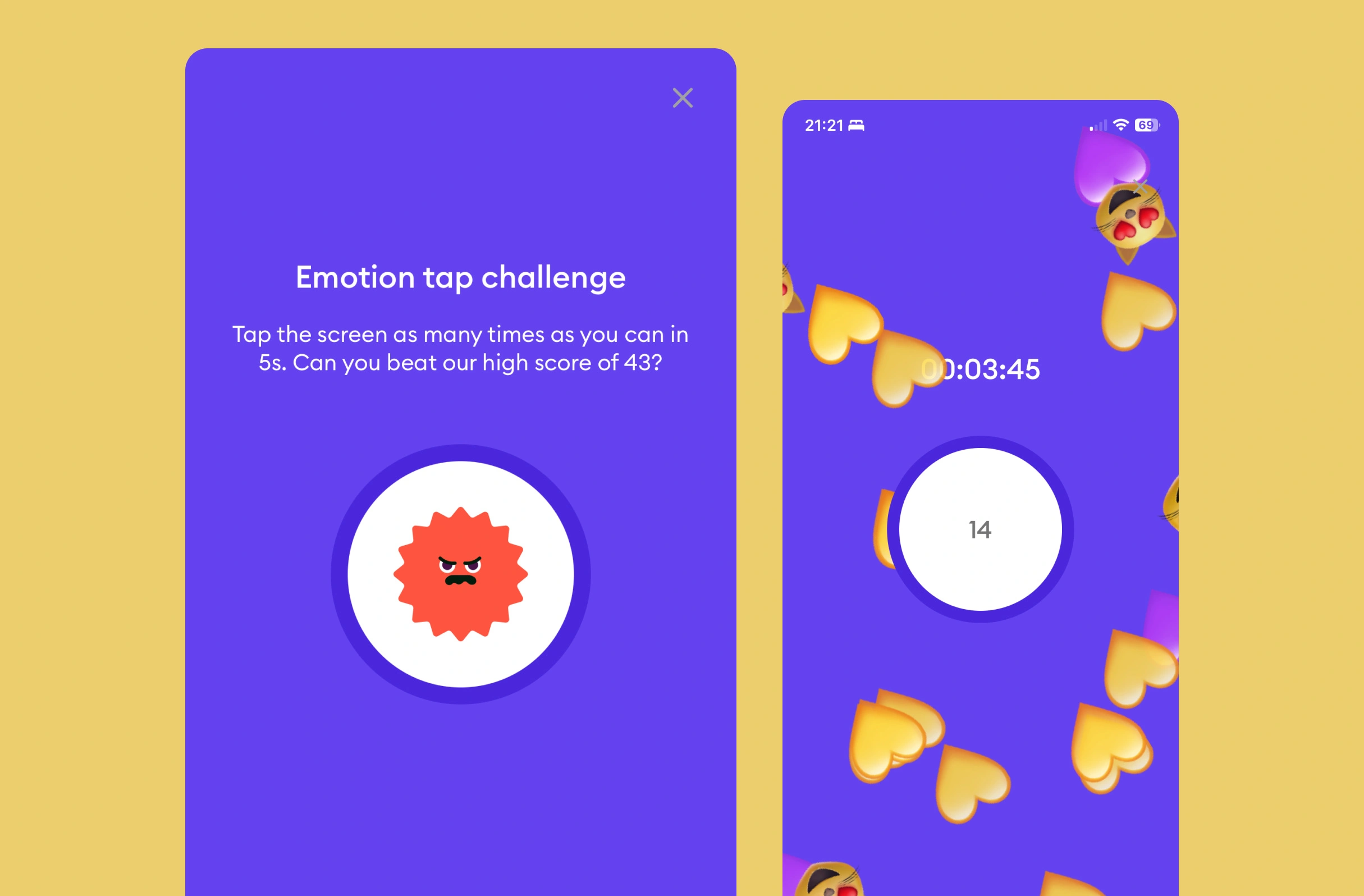 Bitesized UX example: Emotional tap challenge