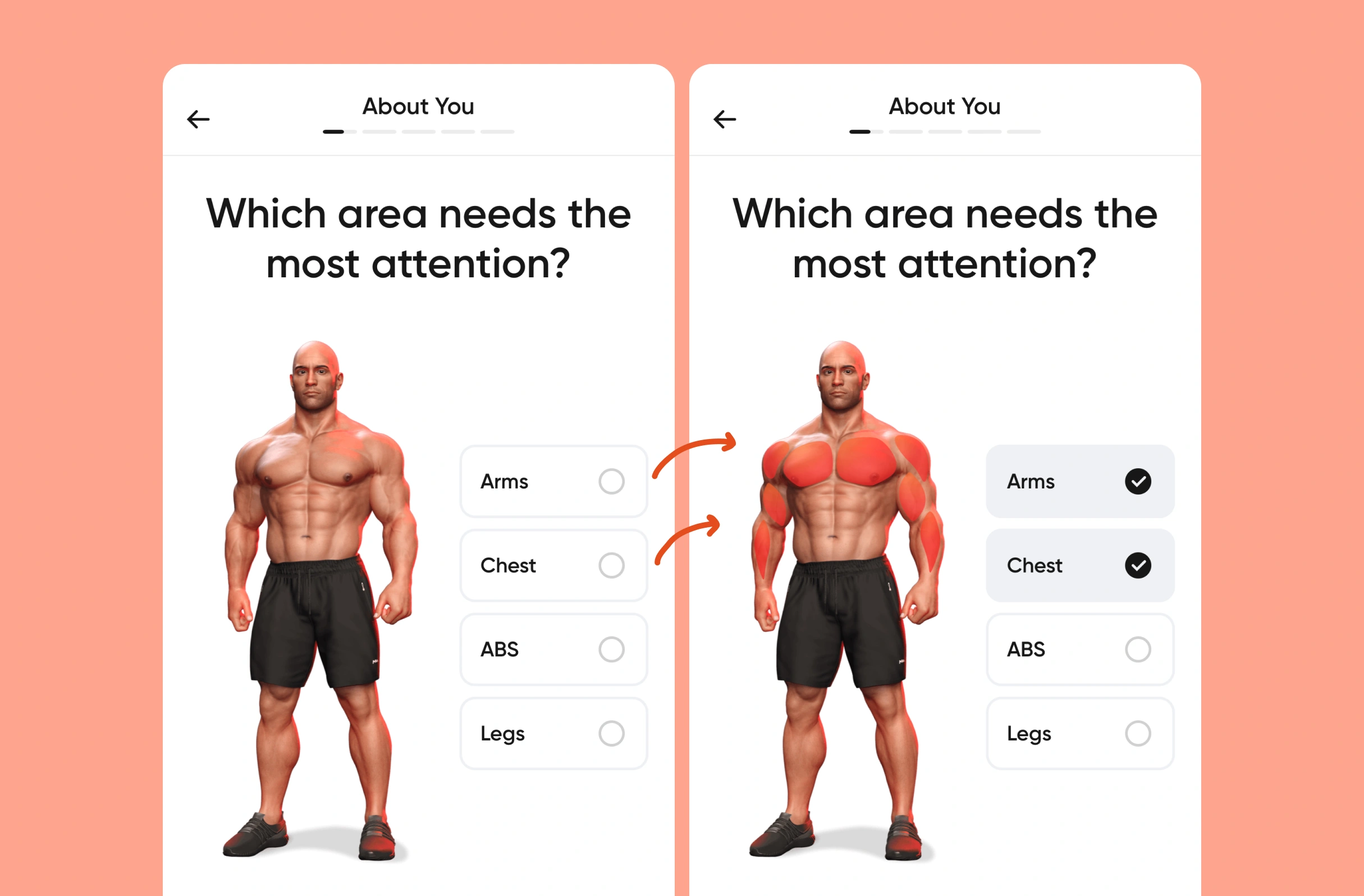 Bitesized UX example: Highlighting the body parts