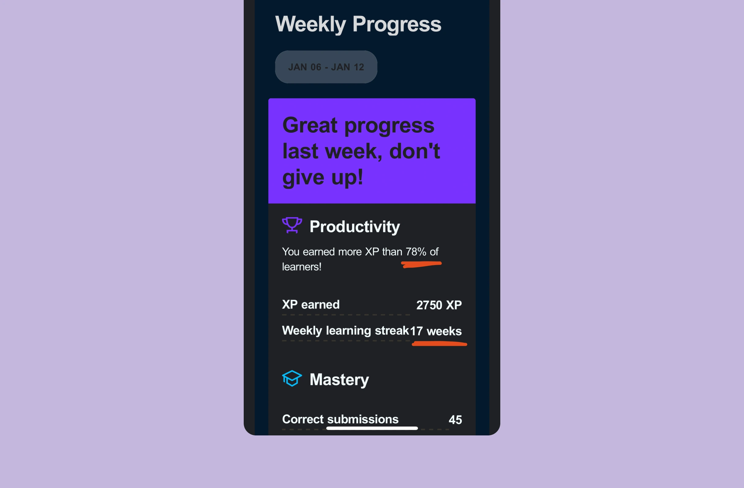 Bitesized UX example: Weekly email leaderboards