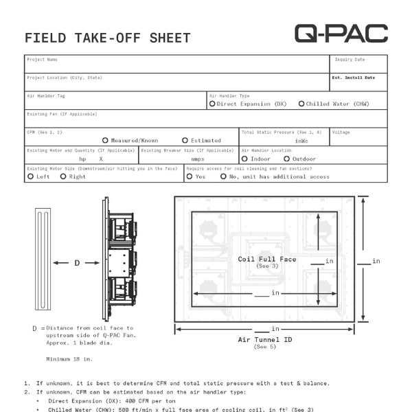 Q-PAC | The New Field Take Off Sheet for Faster Air Handler Fan Design